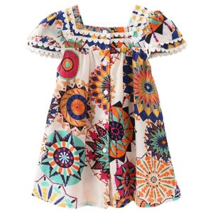 Hipea Toddler Baby Girl Clothes Bohemian Sleeveless Flower Princess Floral Formal Kids Summer Dress Skirt(4-5T)