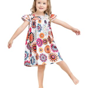 Hipea Toddler Baby Girl Clothes Bohemian Sleeveless Flower Princess Floral Formal Kids Summer Dress Skirt(4-5T)