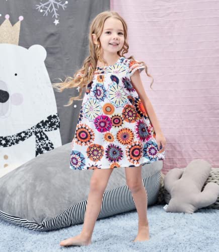 Hipea Toddler Baby Girl Clothes Bohemian Sleeveless Flower Princess Floral Formal Kids Summer Dress Skirt(4-5T)