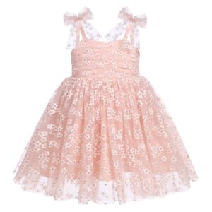 1st birthday dress for baby girl toddler kids first one year old party princess dress 2nd 3rd smash cake photo shooting spaghetti straps bowknot polka dots layered tulle tutu dress peach 6-12m