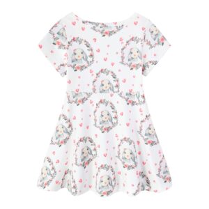 Mud Kingdom Toddler Girls Dress Easter Day Cute Bunny Summer White 4T