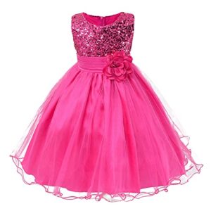 children dresses 11 to 12 years kids toddler baby girls spring summer print sleeveless dress party clothing (hot pink, 8-9 years)