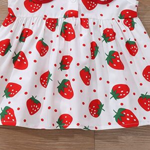 Dress Baby Girls Sundress Dot Strawberry Prints Dress Princess Dress Clothes Personalized Dresses for (Red, 2-3 Years)