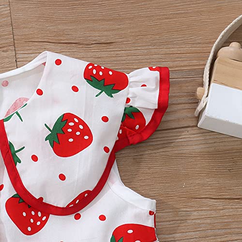 Dress Baby Girls Sundress Dot Strawberry Prints Dress Princess Dress Clothes Personalized Dresses for (Red, 2-3 Years)