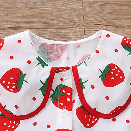 Dress Baby Girls Sundress Dot Strawberry Prints Dress Princess Dress Clothes Personalized Dresses for (Red, 2-3 Years)