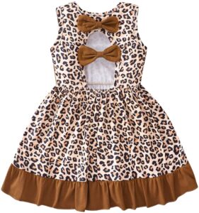 popshion girls leopard dress for toddler girls sleeveless leopard print dresses bowknot back easter dresses for girls sundress outfit 18-24 months