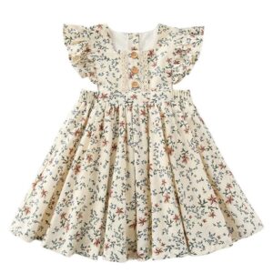 colorful childhood baby girls dress toddler girls flare lace trim princess party dress (4-5t, floral)