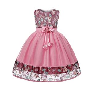 fouttue girls party dress toddler kids girls patterns sleeveless party elegant feast baby girls princess (hot pink, 4-5 years)