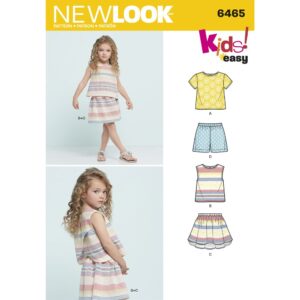 new look patterns child's easy top, skirt and shorts a (3-4-5-6-7-8) 6465