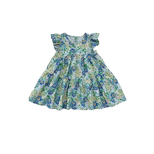 Toddler Kids Baby Girls Summer Casual Sleeveless Floral Pattern Dress Party Princess Dress Clothes (A, 12-18 Months)