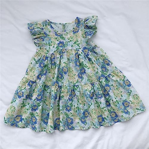 Toddler Kids Baby Girls Summer Casual Sleeveless Floral Pattern Dress Party Princess Dress Clothes (A, 12-18 Months)