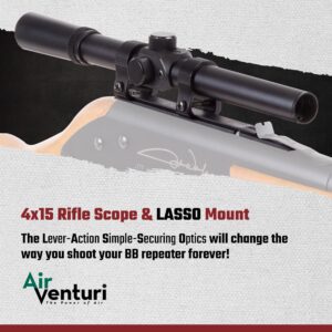 Air Venturi 4x15 Air Rifle Scope and Lasso Mount, BB Gun Scope Attachment