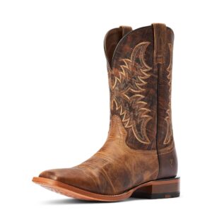 ariat mens point ryder western boot dry creek tan/burnt brown 10