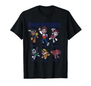 paw patrol ryder character line up t-shirt