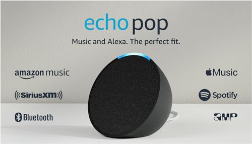 Amazon Echo Pop | Full sound compact smart speaker with Alexa | Charcoal