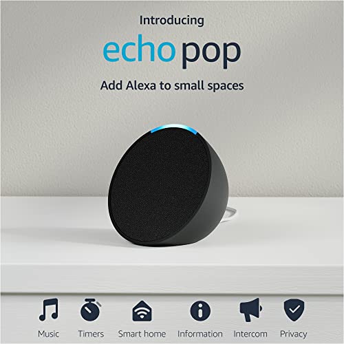 Amazon Echo Pop | Full sound compact smart speaker with Alexa | Charcoal