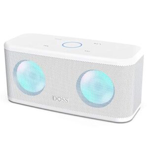 doss soundbox plus portable wireless bluetooth speaker with hd sound and deep bass, wireless stereo pairing, built-in mic, 20h playtime, portable wireless speaker for home, outdoor, travel-white