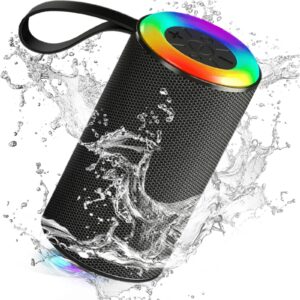 vanpeuso b-703 portable bluetooth speaker, ipx5 waterproof, dual pairing, bluetooth 5.3, with built-in mic/rgb lights/tf card