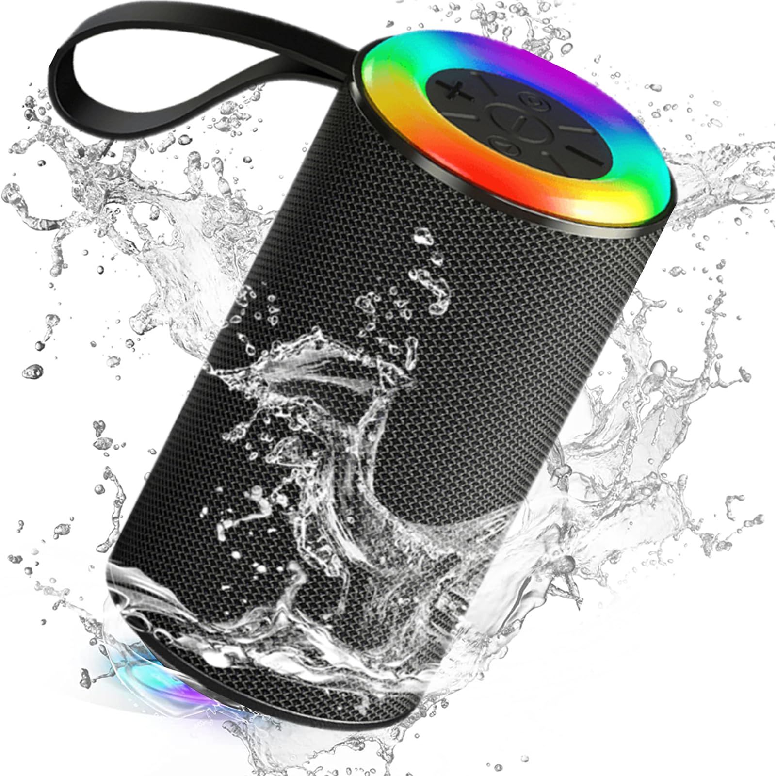 VANPEUSO B-703 Portable Bluetooth Speaker, IPX5 Waterproof, Dual Pairing, Bluetooth 5.3, with Built-in Mic/RGB Lights/TF Card