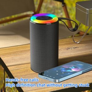 VANPEUSO B-703 Portable Bluetooth Speaker, IPX5 Waterproof, Dual Pairing, Bluetooth 5.3, with Built-in Mic/RGB Lights/TF Card