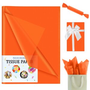 NEBURORA Orange Tissue Paper for Gift Bags 60 Sheets Orange Wrapping Tissue Paper Bulk 14 X 20 Inch Bright Orange Packaging Paper for Gift Wrap Filler Art Crafts DIY Birthday Wedding Halloween Party