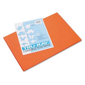 tru-ray construction paper, 100% sulphite, 12 x 18, orange, 50 sheets