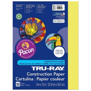 tru-ray heavyweight construction paper, lively lemon, 9" x 12", 50 sheets