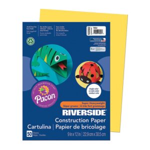 sunworks® yellow 9" x 12" heavyweight construction paper - art supplies - art paper - 50 pieces