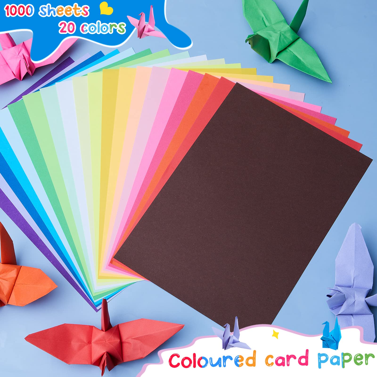 1000 Sheets Construction Paper Bulk School Supplies 9 x 12 Inches Art Classic Lightweight Paper Craft for Kids Adults Holiday Drawing (Multicolored)