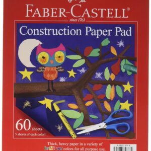 Faber-Castell Construction Paper Pad - Multi-Colored Craft Paper (9" x 12"), 60 Sheets