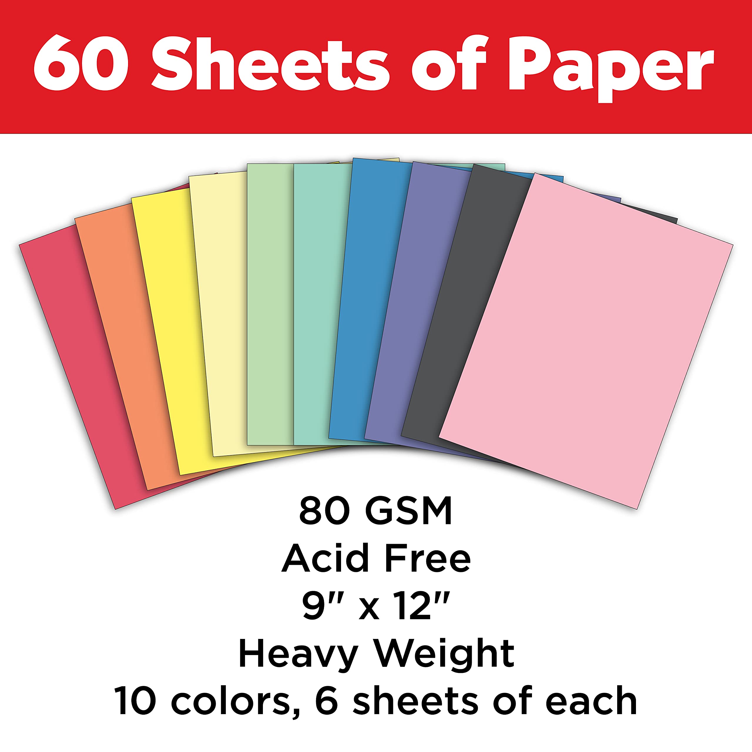 Faber-Castell Construction Paper Pad - Multi-Colored Craft Paper (9" x 12"), 60 Sheets