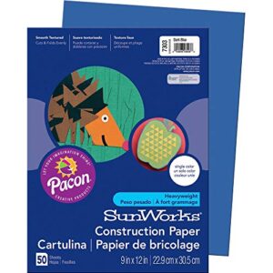 prang sunworks construction paper, 50 lb text weight, 9 x 12, dark blue, 50/pack