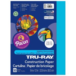 tru-ray heavyweight construction paper, atomic blue, 9" x 12", 50 sheets