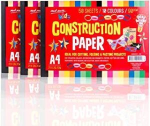 mont marte construction paper, large construction paper for kids, 10 assorted color 150 sheets&a4 size 90 gsm