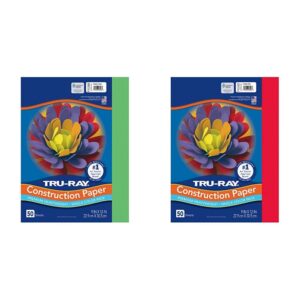 tru-ray construction paper festive green and tru-ray construction paper festive red 9" x 12" bundle