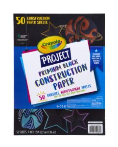 crayola black construction paper, premium art supplies, standard size, 50 count