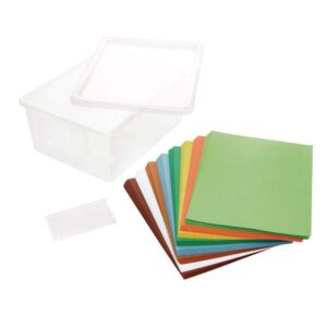 nature colored paper with storage bin container, 8 colors, 400 sheets, heavyweight construction paper, colorful construction paper, paper for arts and crafts, colors inspired by nature