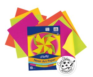 ucreate neon art paper, 5 assorted colors, 9" x 12", 20 sheets