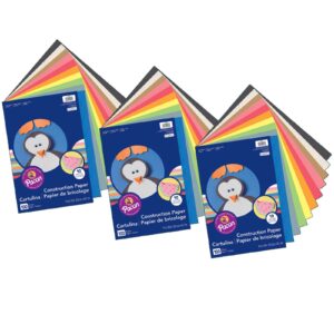 prang lightweight construction paper, 10 assorted colors, 12" x 18", 100 sheets per pack, 3 packs