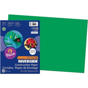 riverside 3d construction paper, green, 12"x18", 50 sheets