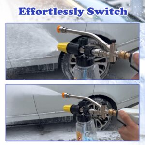 Tool Daily Pressure Washer Foam Cannon with Dual-Connector Accessory, Power Washer Double Tip Attachment For Soap Cannon, 5 Pressure Washer Sprayer Nozzles, 1/4" Quick Connect