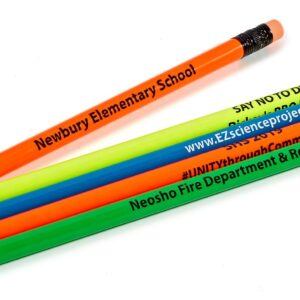 Pencil Guy Promotional Personalized Imprinted Neon Round Pencils- 500 per box