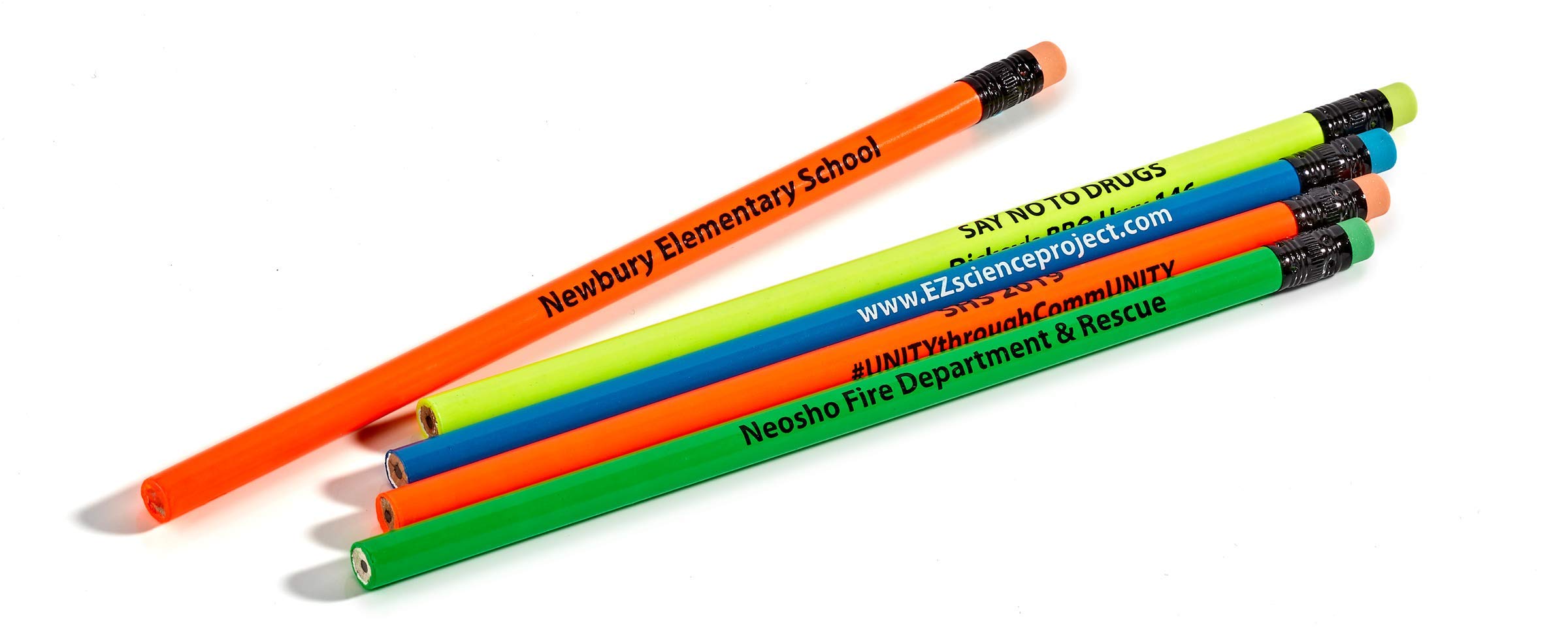 Pencil Guy Promotional Personalized Imprinted Neon Round Pencils- 500 per box