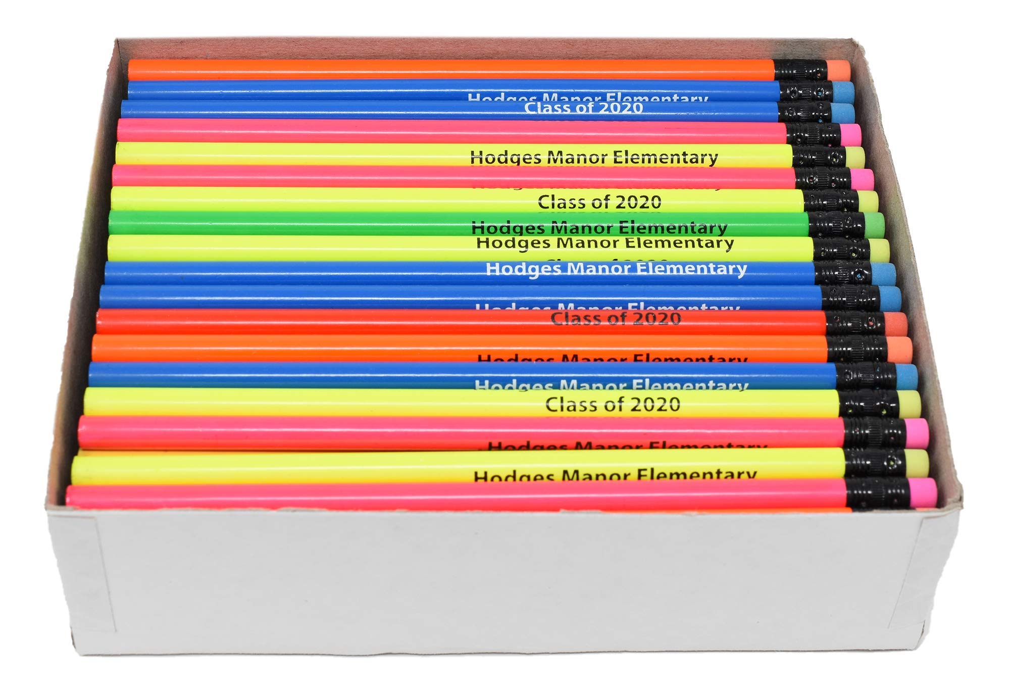 Pencil Guy Promotional Personalized Imprinted Neon Round Pencils- 500 per box