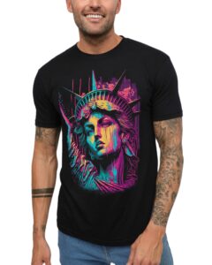 into the am liberty t-shirt - cool astronaut design tees for men (black, x-large)