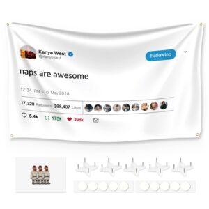 xiheer kanye tapestry tweet flags, naps are awesome with installation tool, funny flags for room college university dorm guys rapper wall decorations meme gift, 3x5 ft