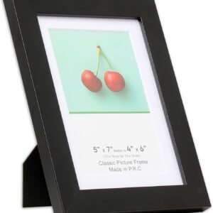 The Display Guys - Square Profile Wooden Picture Frame with Tempered Glass - 5" x 7" matted to 4" x 6" – 6 Pack – Black