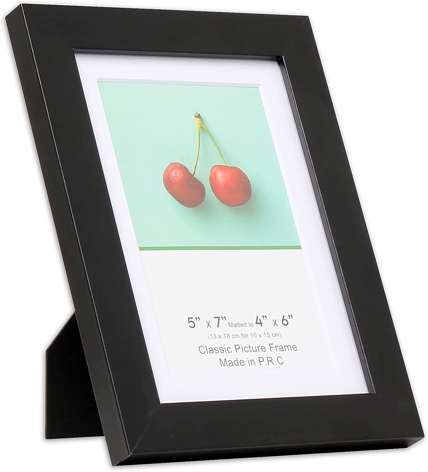 The Display Guys - Square Profile Wooden Picture Frame with Tempered Glass - 5" x 7" matted to 4" x 6" – 6 Pack – Black