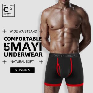 5Mayi Men's Underwear Boxer Briefs Cotton Black Mens Boxer Briefs Underwear Men Pack of 5 XXL