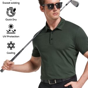 TELALEO 5 Pack Mens Polo Shirts Quick Dry Short Sleeve Golf T Shirt Performance Moisture Wicking Casual Workout L/02